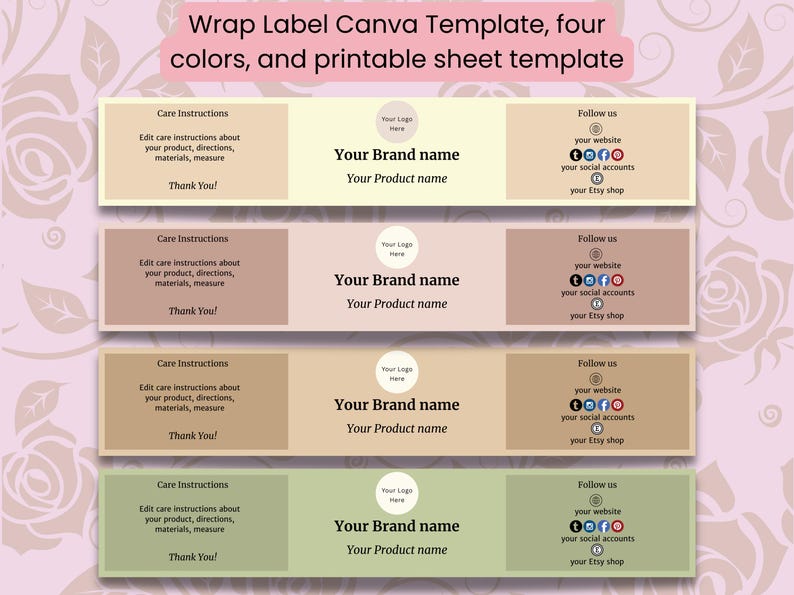 Editable Wrap Sleeve Label Canva Template | Wrap-around Label for ...
