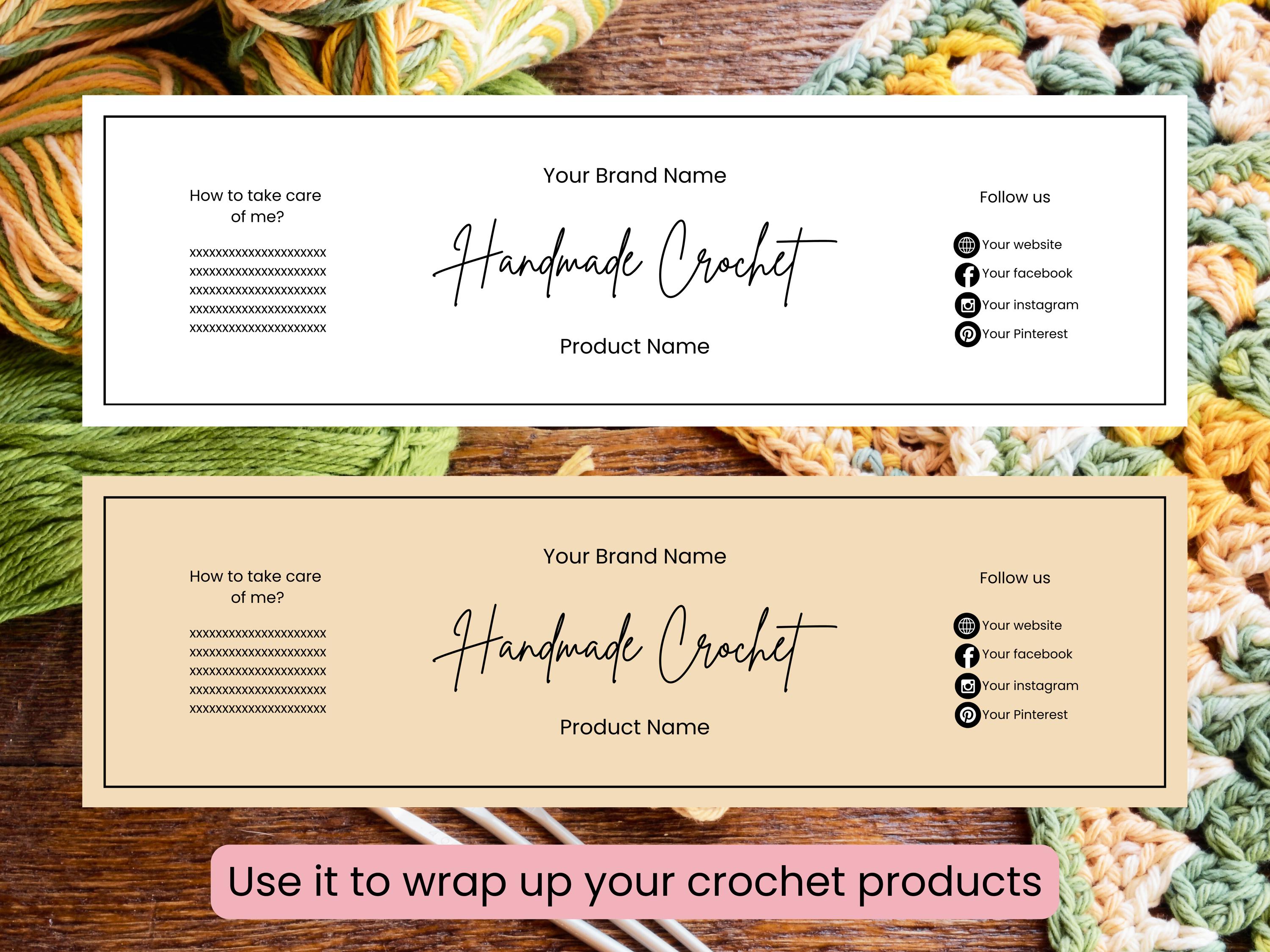 Editable Crochet Wrap Labels Canva Template | Handmade Crochet Label ...