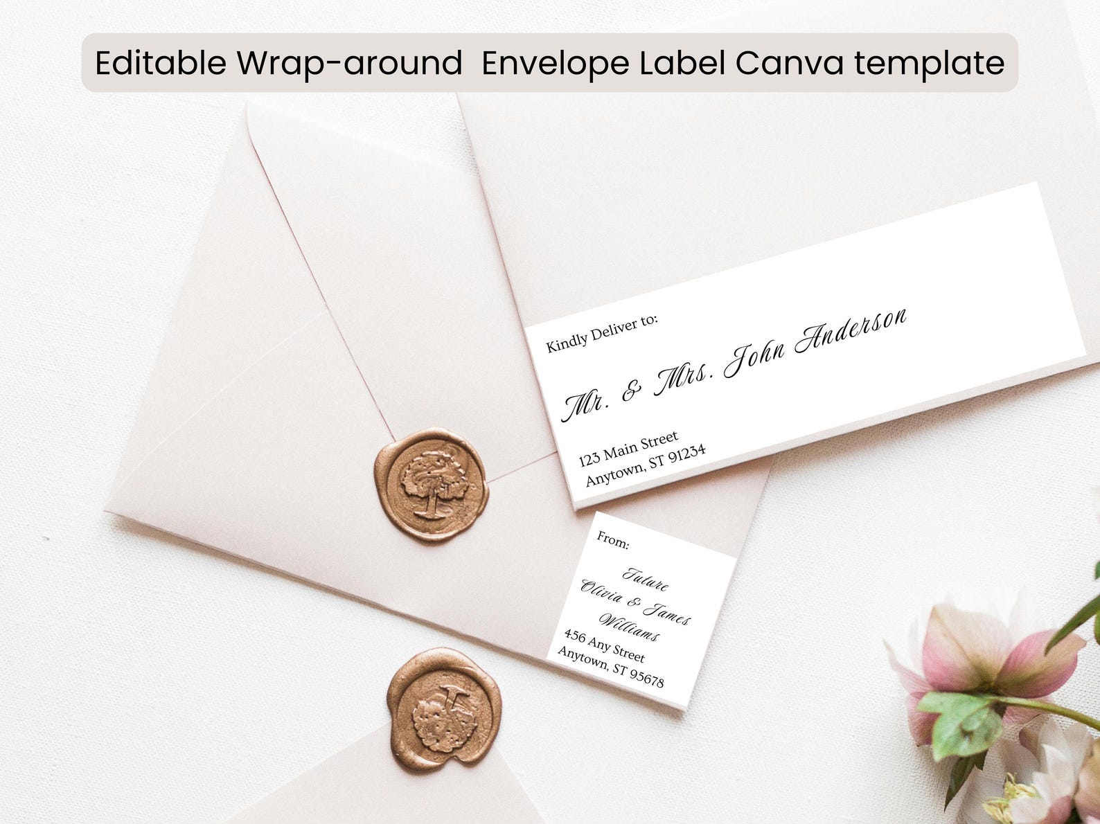 Editable Wrap-around Envelope Label Template | Wedding Envelope Label ...