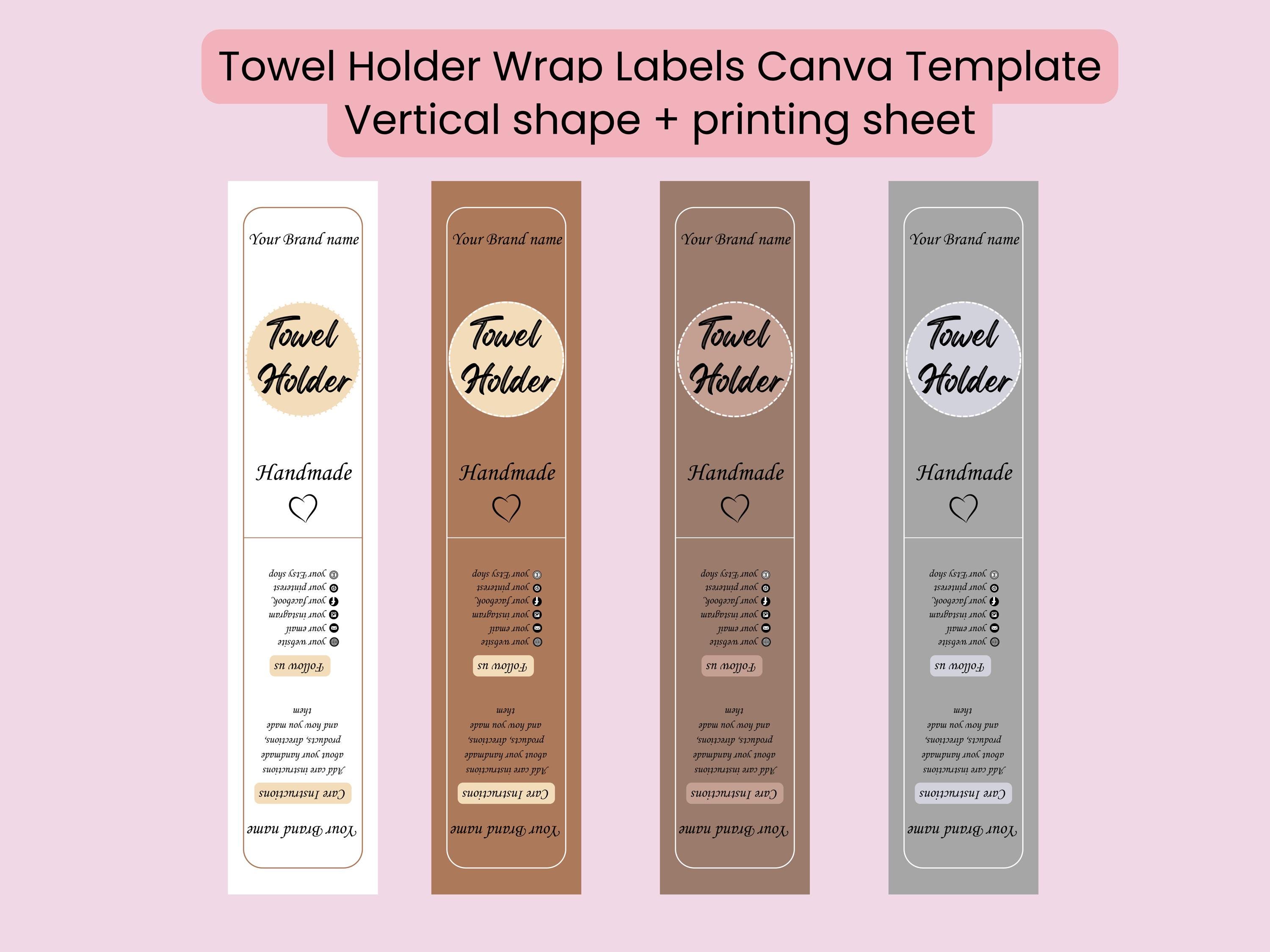 Editable Towel Holder Wrap Label Canva Template | Wrapper for Crochet ...