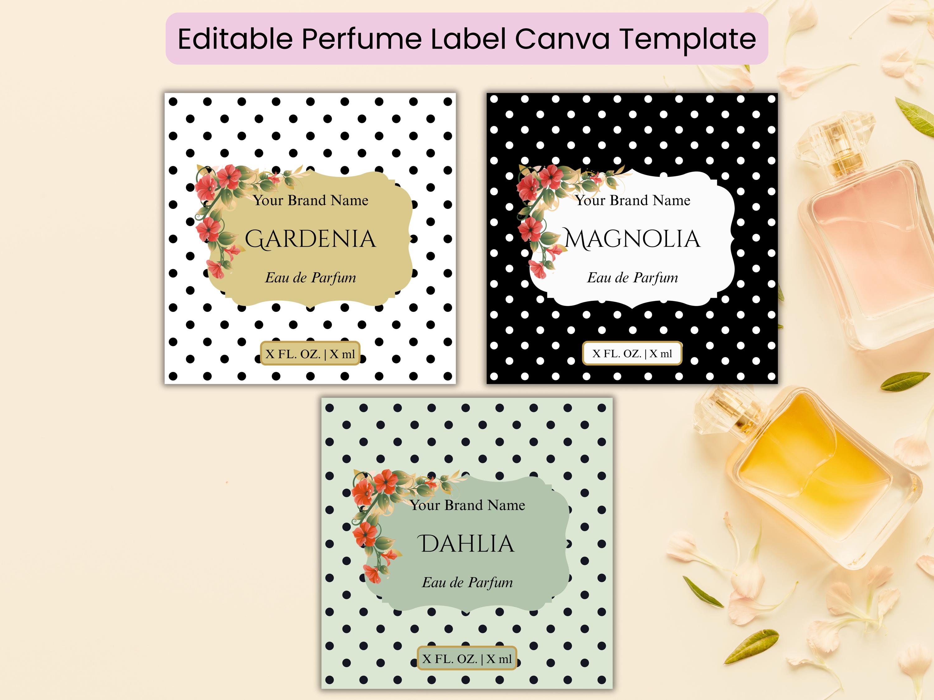Editable Perfume Label Canva Template|polka Dot Perfume Sticker|floral ...