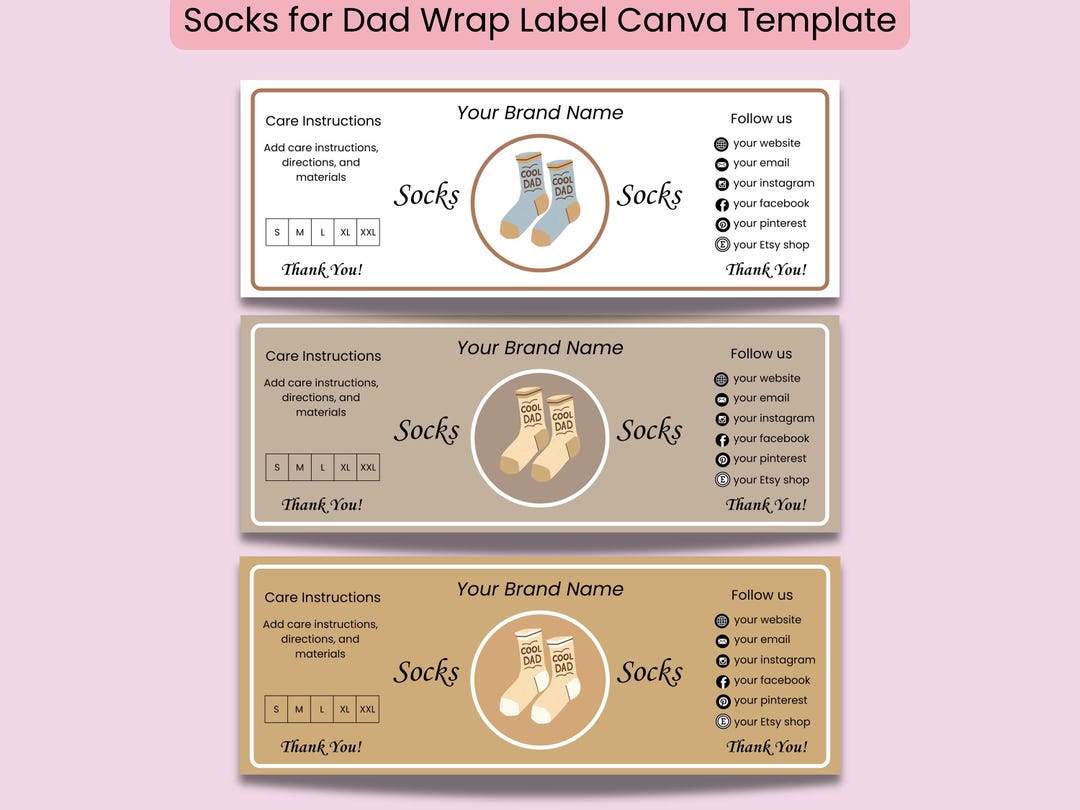 Editable Father's Day Socks Wrap Label Canva Template|dad's Socks Wrap ...