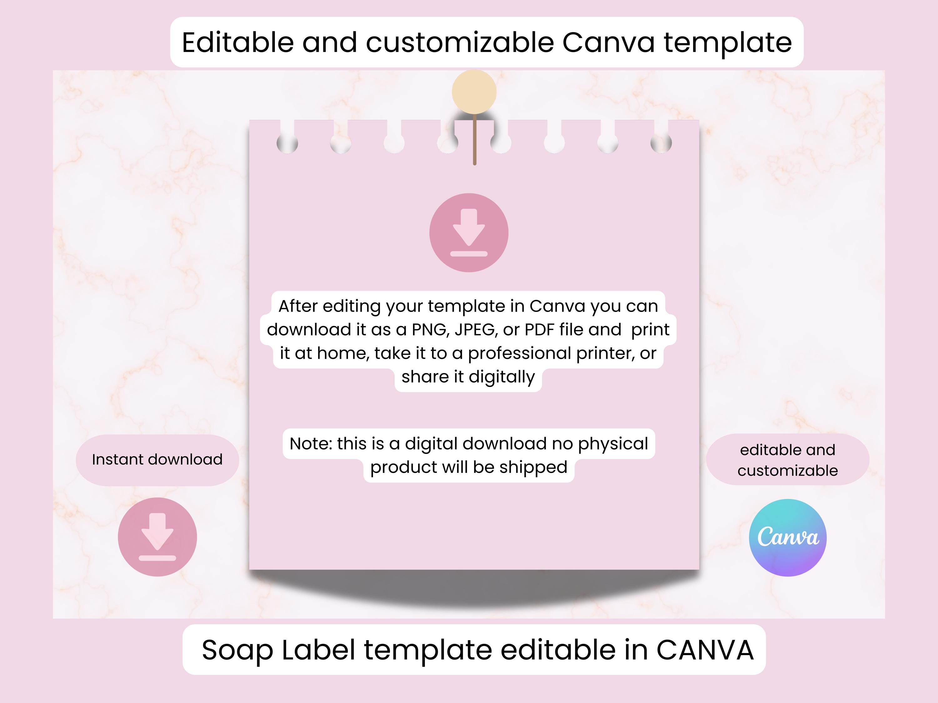 Soap Label Canva Template | Digital Soap Wrap Label | Printable Soap ...