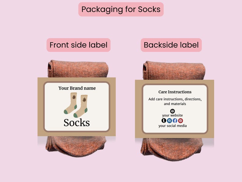 Editable Socks Label Canva Template | Socks Wrapper and Tags | 3 Sizes ...