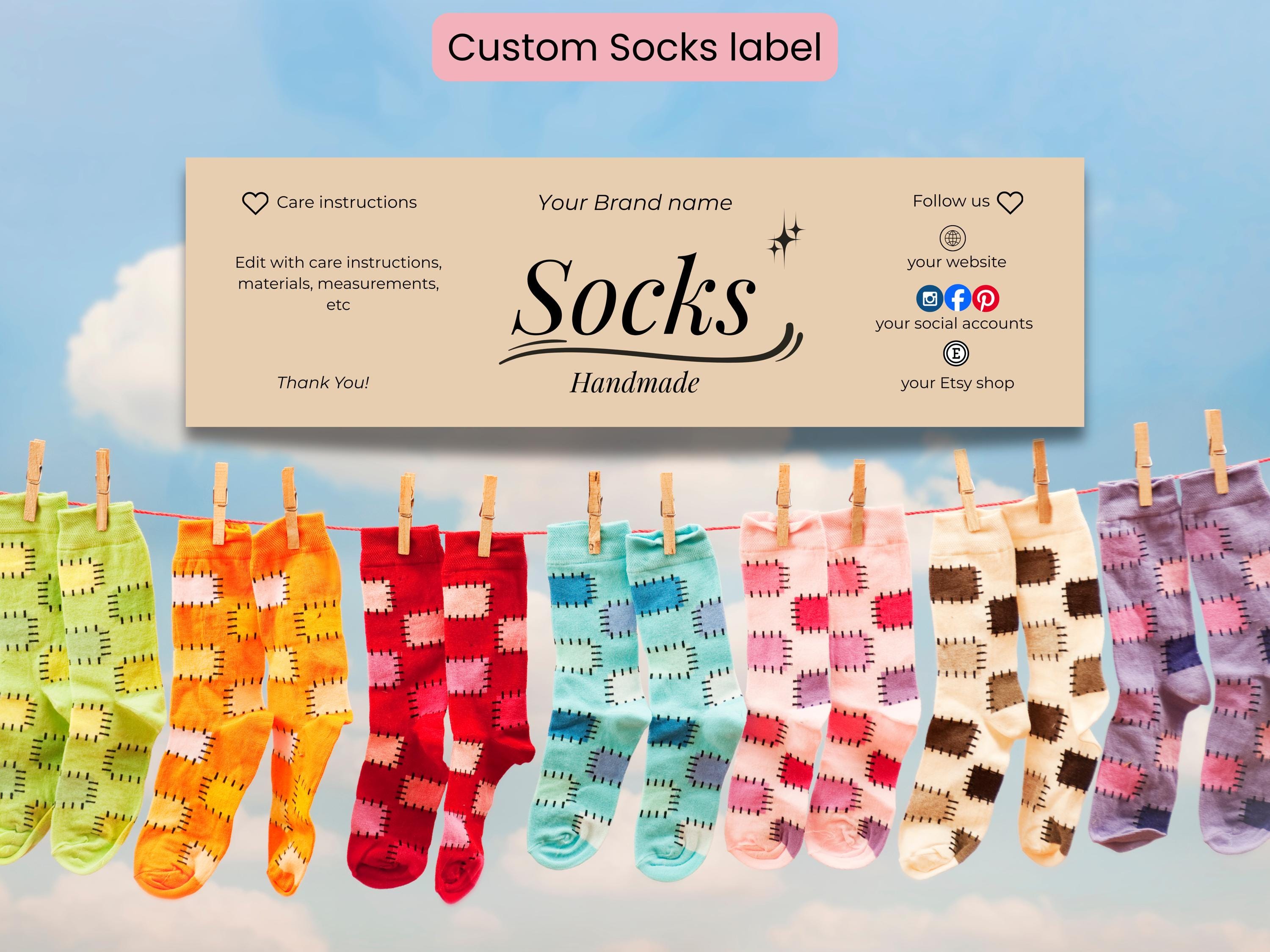 Editable Socks Label Canva Template | Custom Socks Wrapper, Belly Band ...