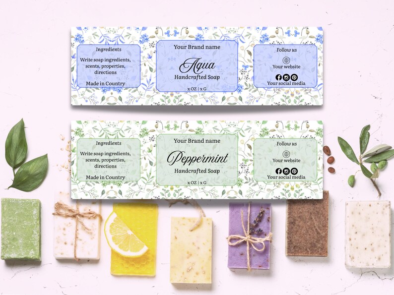 Editable Soap Label Canva Template | Custom Soap Wrapper | DIY Soap ...
