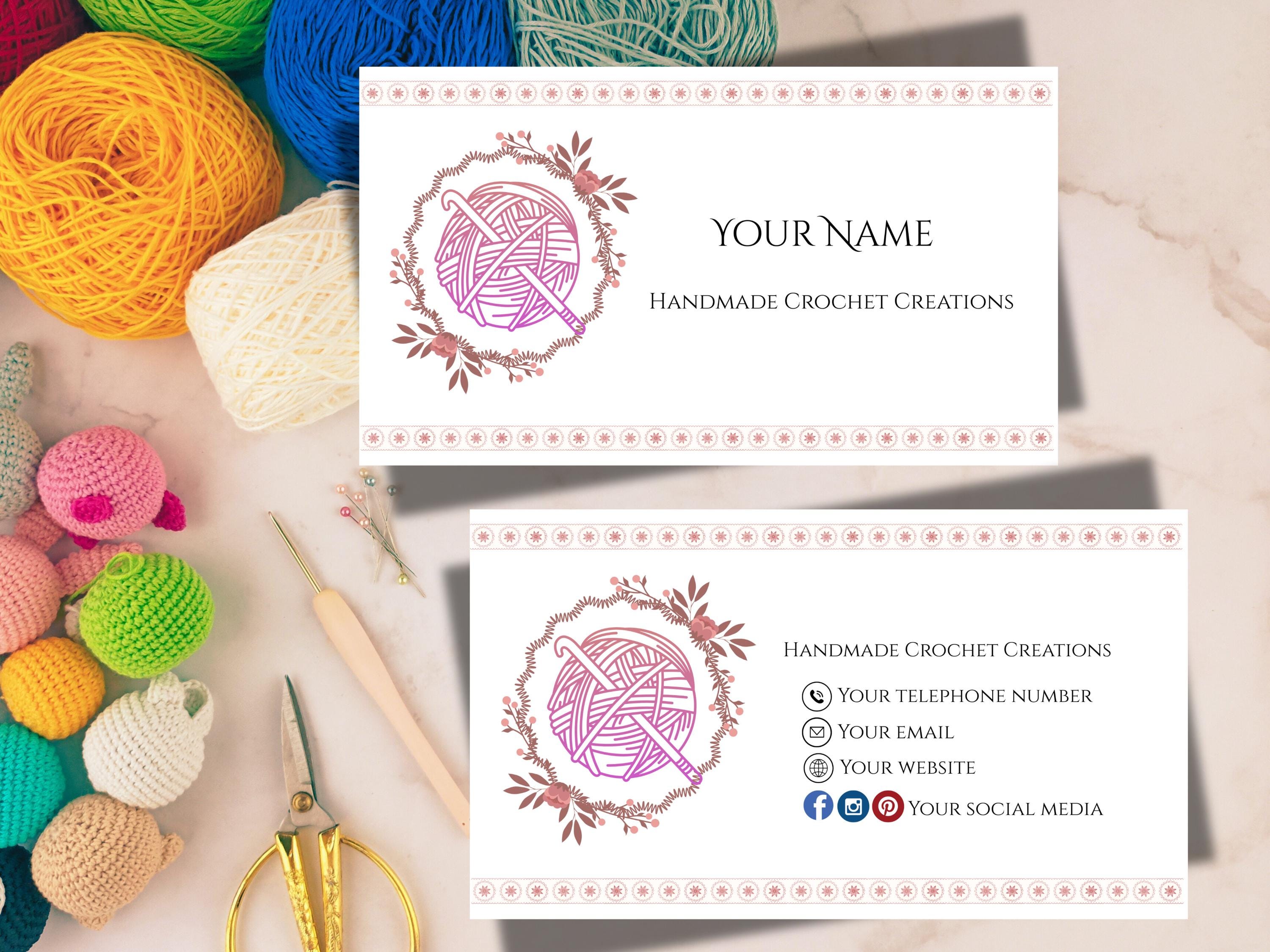 Editable Crochet Business Card Canva Template | Crocheter Business Card ...