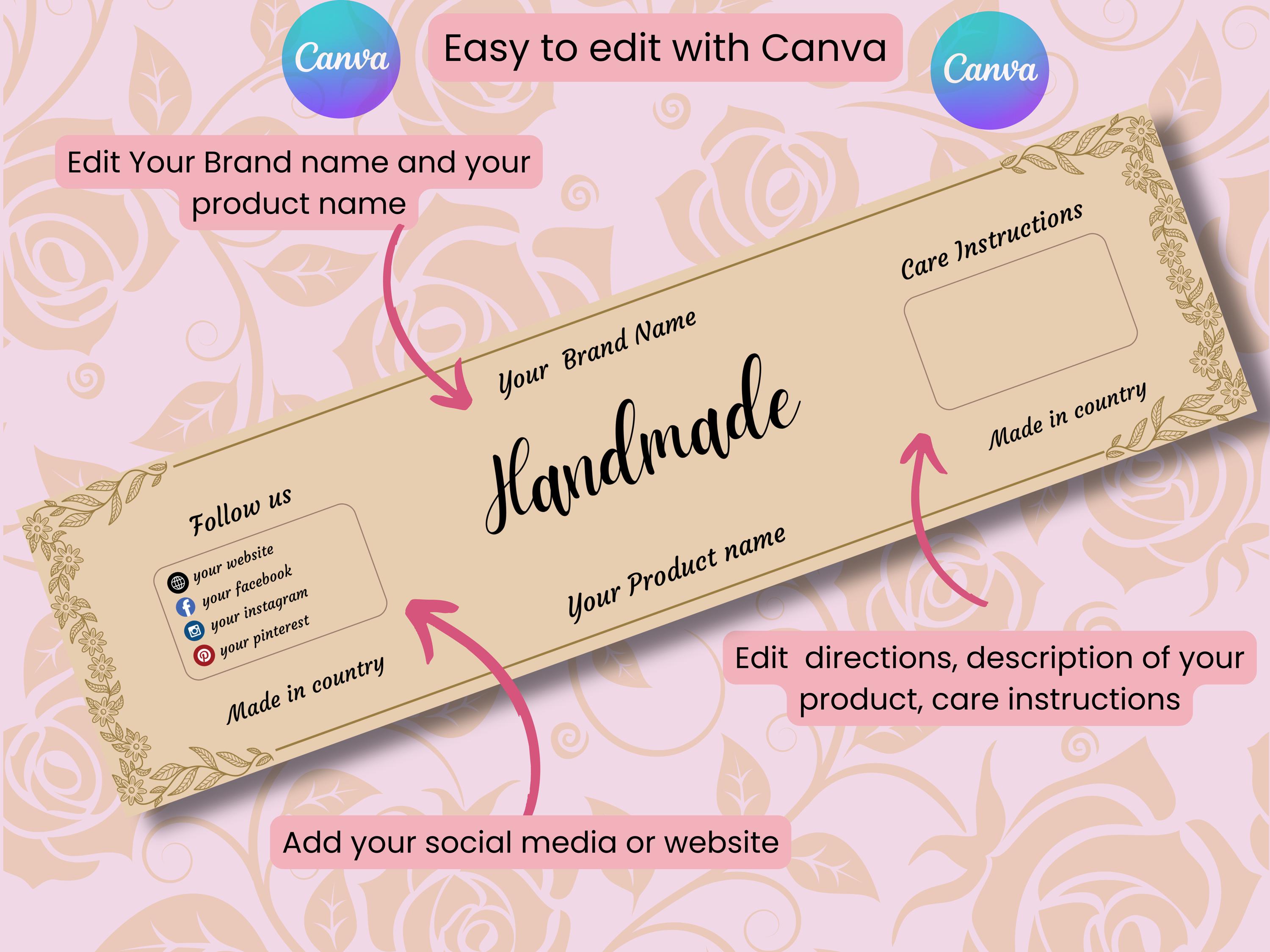 Editable Wrap Label Canva Template|printable Band Wrapper for Crochet ...