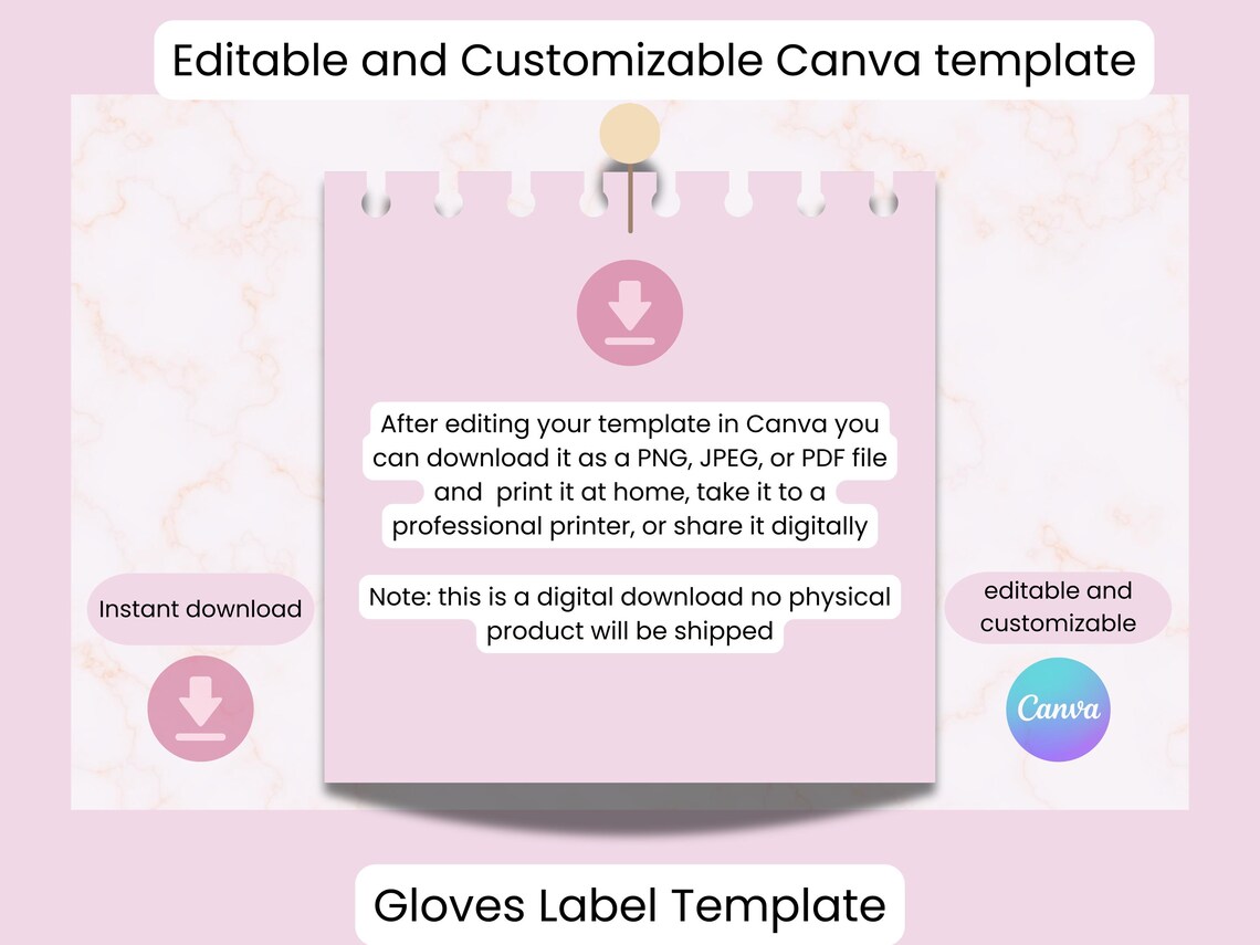 Editable Gloves Label Canva Template | DIY Gloves Wrapper | Wrap-around ...