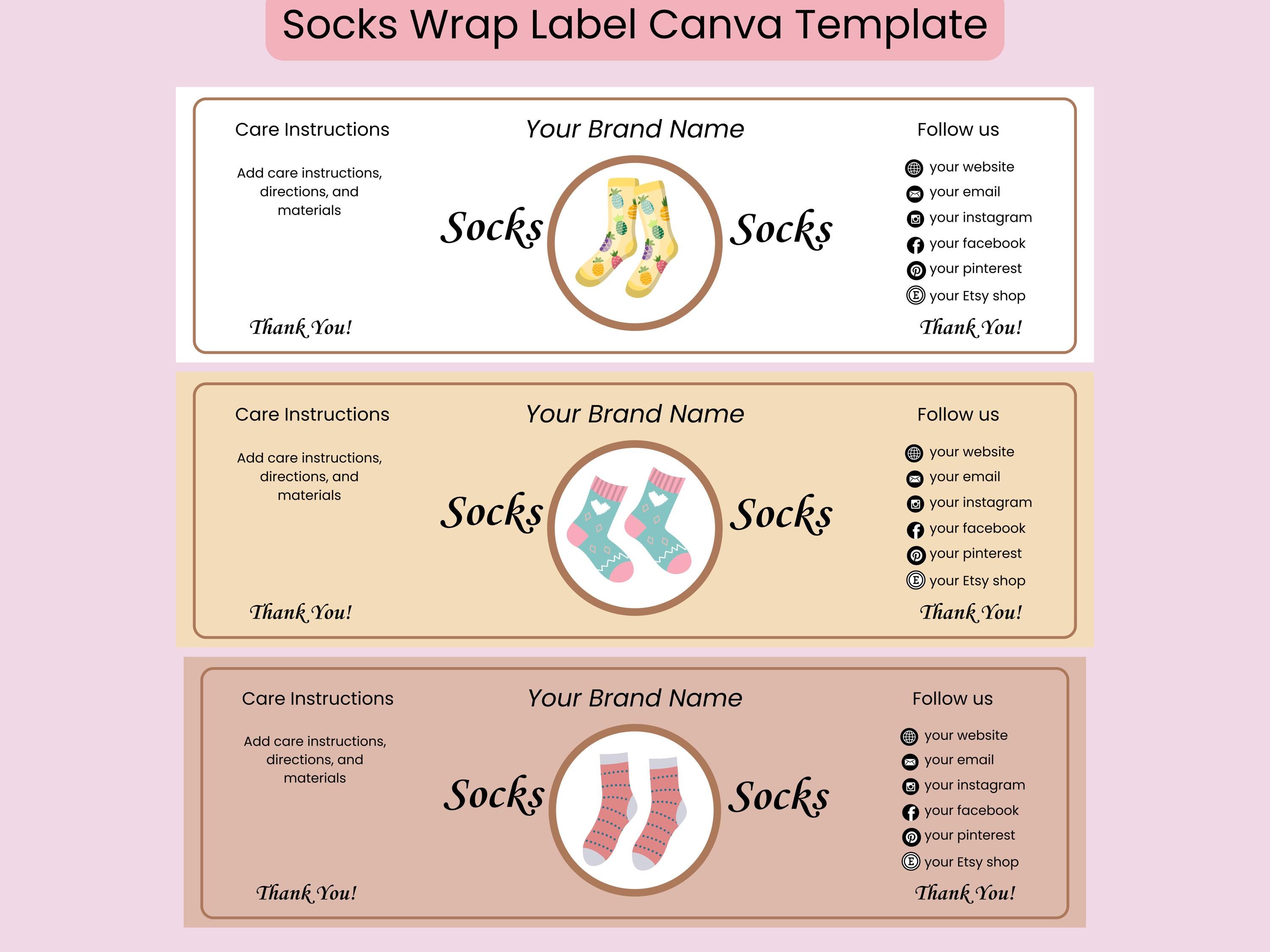 Editable Socks Label Canva Template|custom Sock Bands| Packaging for ...