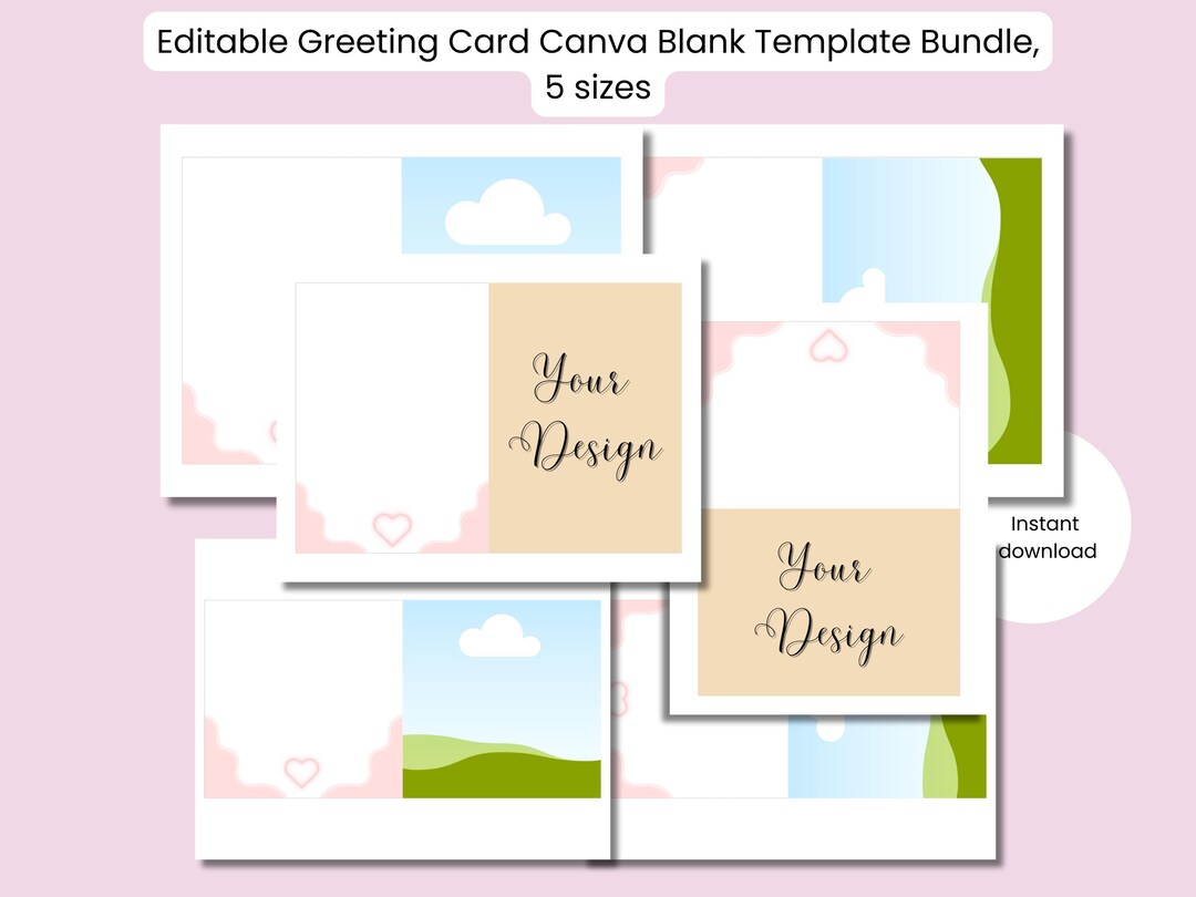 Editable Greeting Card Canva Template Bundle | 5 Sizes, 5x7, 4.25x5.5 ...