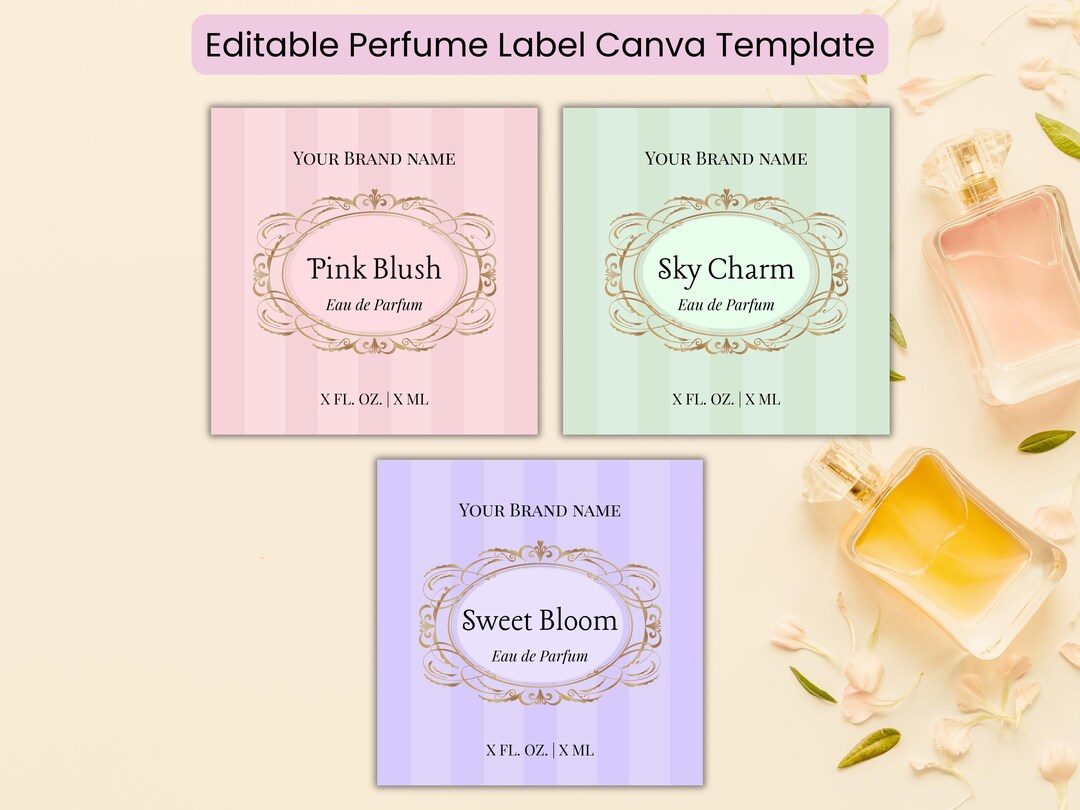 Editable Perfume Label Canva Template | Custom Perfume Sticker ...