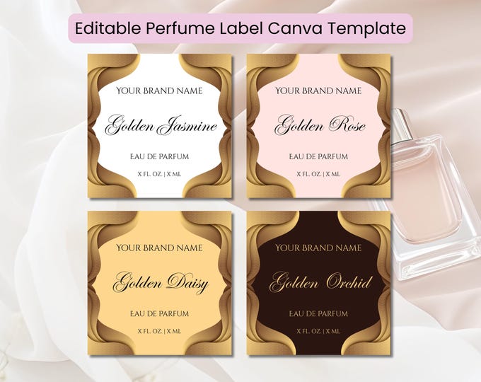 Editable Perfume Label Template Canva| Coquette Perfume Label Template ...