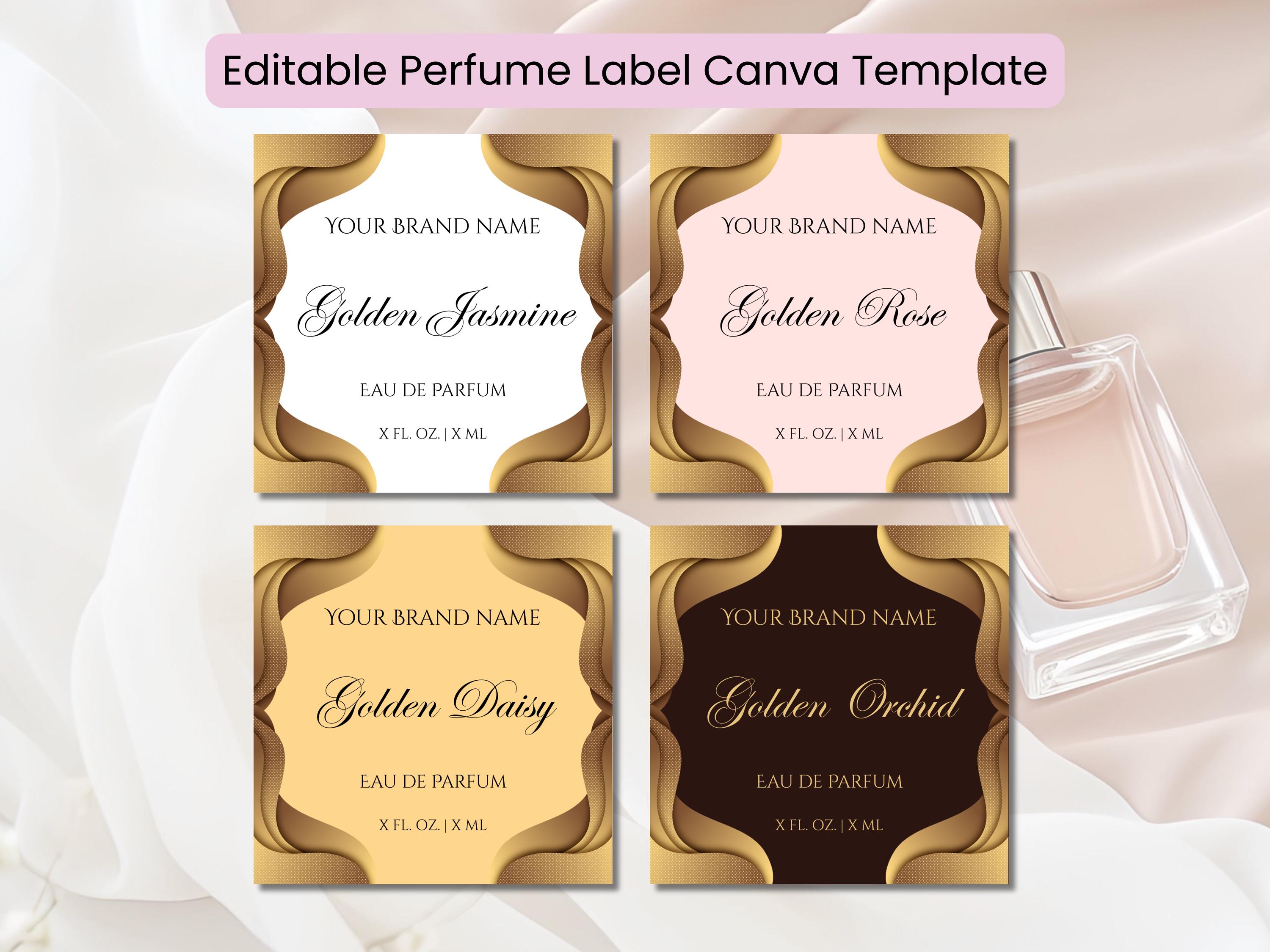 Editable Perfume Label Canva Template | Custom Perfume Bottle Label ...