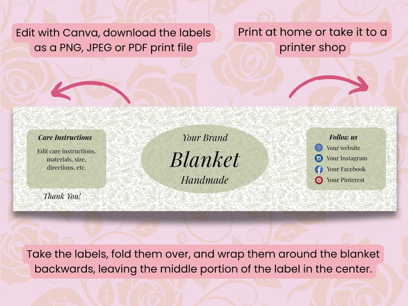Editable Blanket Label Canva Template | Blanket Belly Band | Custom ...