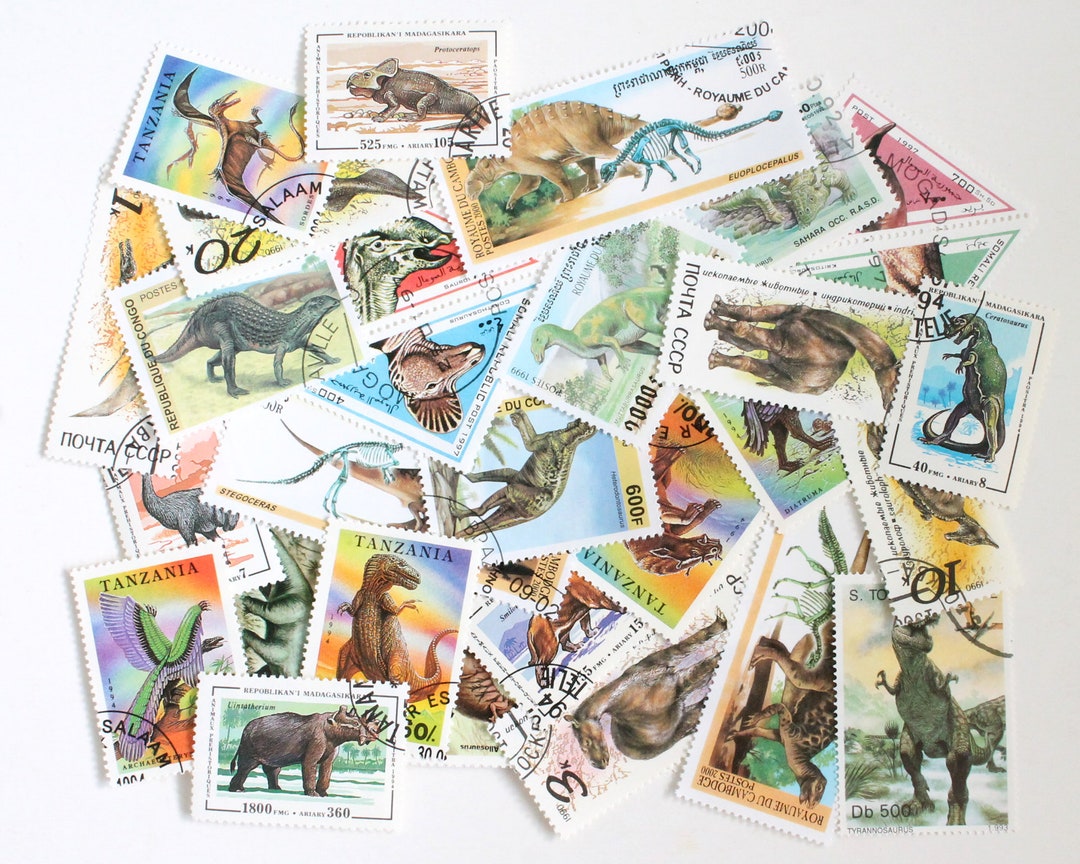 25 or 50 Dinosaurs and Extinct Animal Cancelled Stamps - Etsy