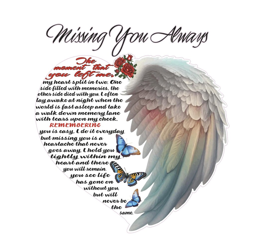 Memorial Heart Wing Decal for Any Surface - Etsy