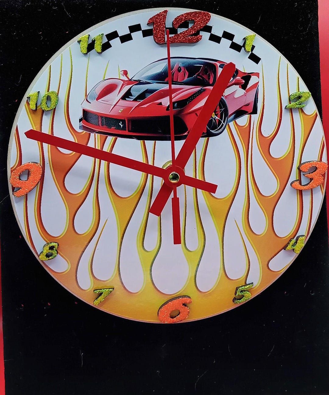 7" Race Car Hand Made Full Color Clock - Etsy