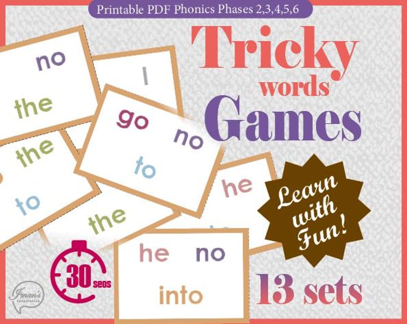 Phonics Tricky Words Red Words Card Games X 13 Sets - Etsy