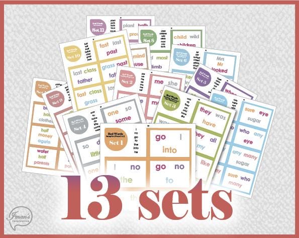 Phonics Tricky Words Red Words Card Games X 13 Sets - Etsy