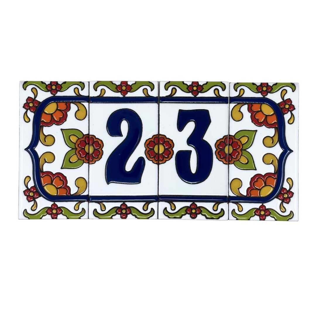White Talavera House Number Tiles - Hand Glazed Address Sign Numbers ...