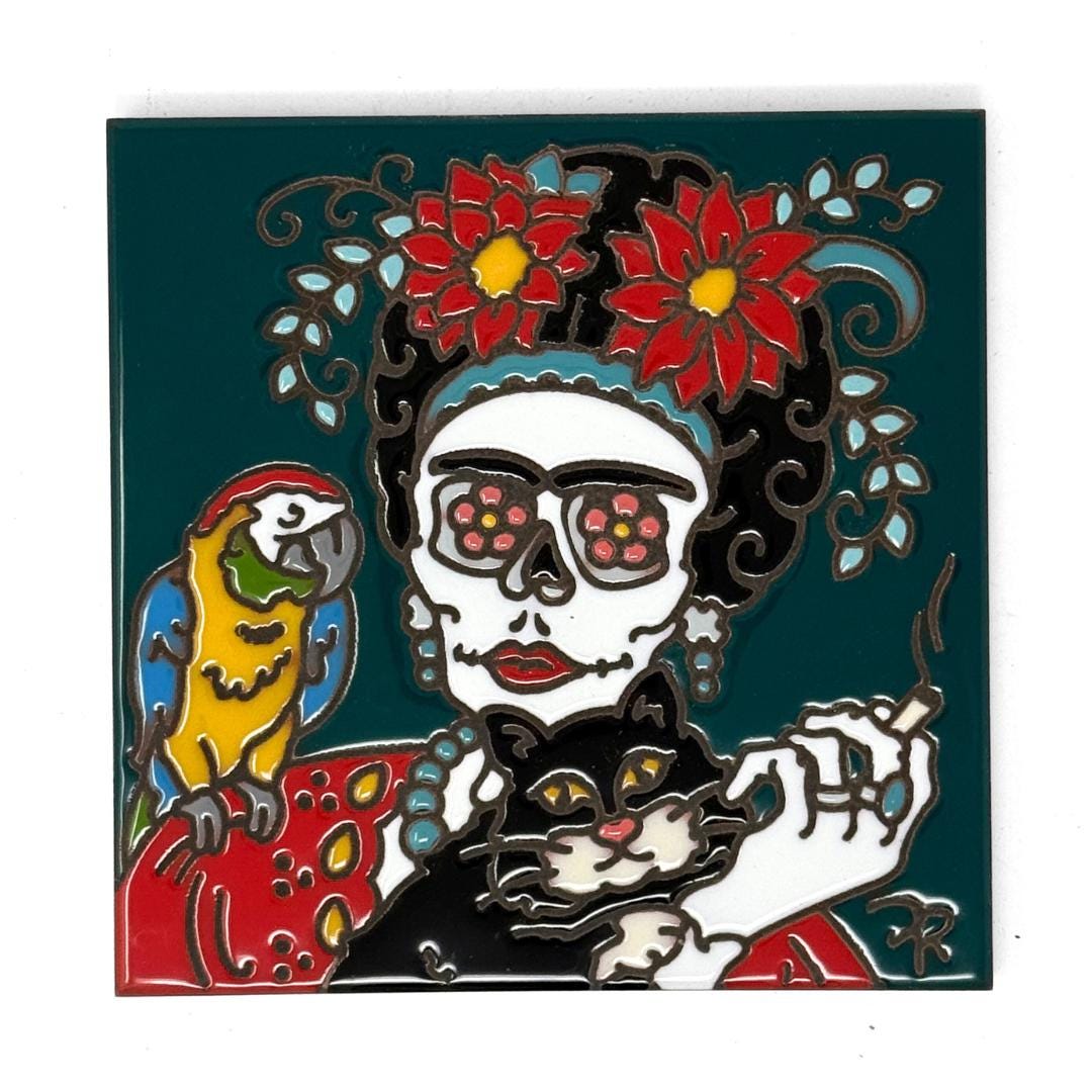 Day of the Dead Frida and Friends Tile | Ceramic Tile Trivet | Hand ...