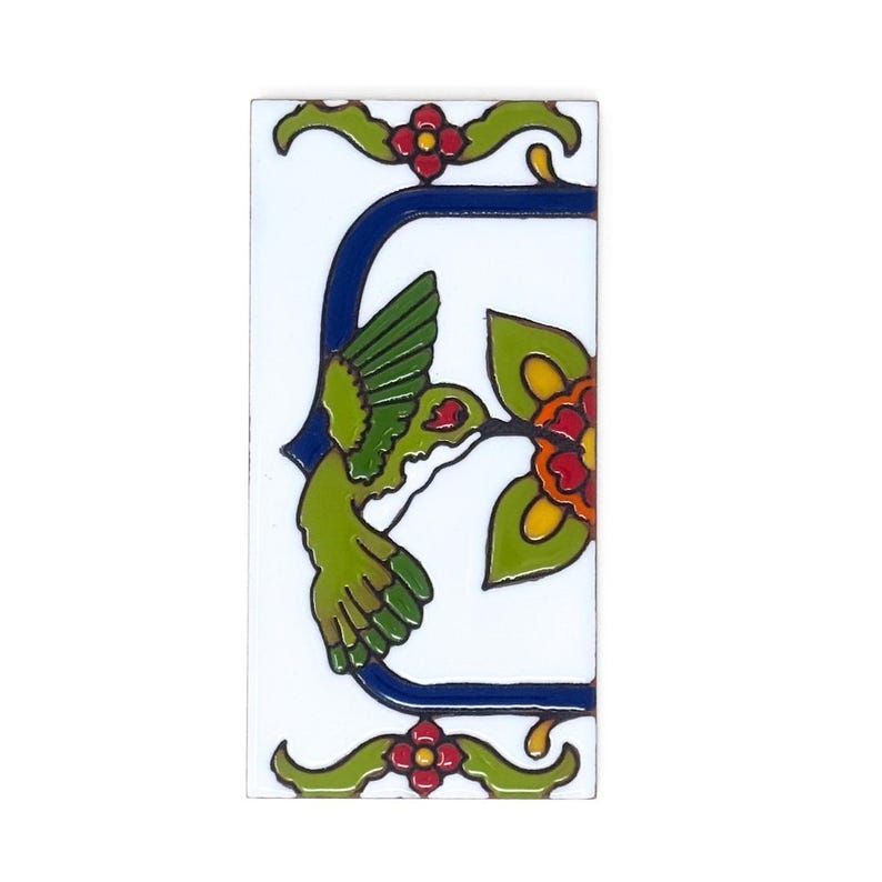Hummingbird Tile | White Talavera House Number Tile End Caps | Hand ...
