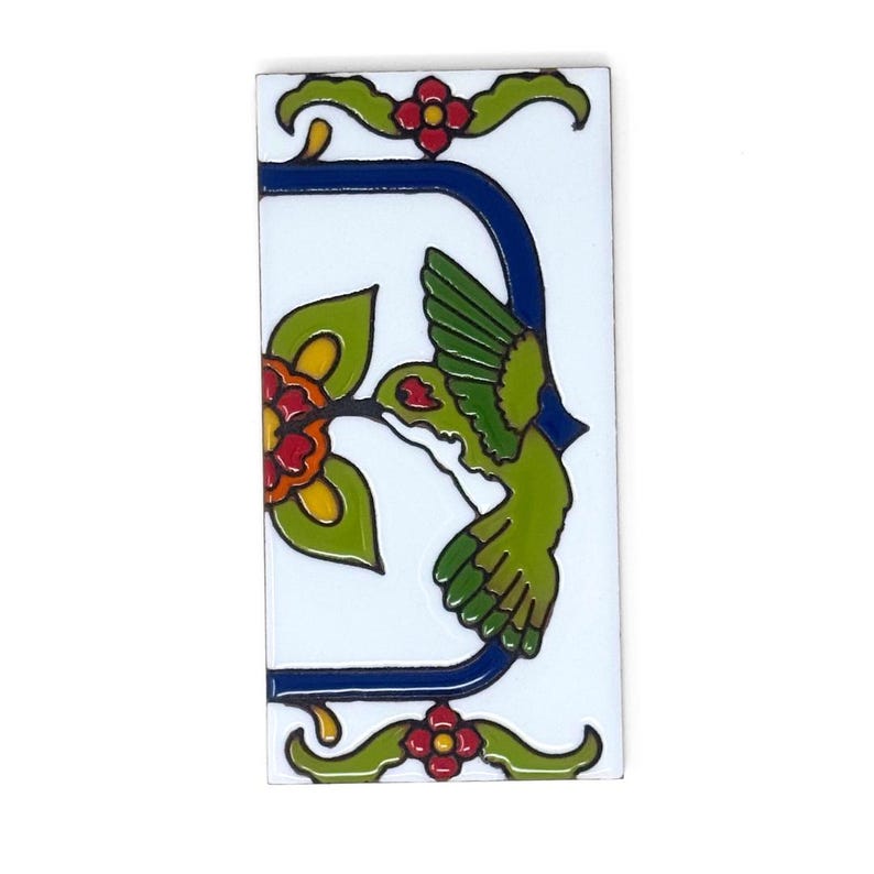 Hummingbird Tile | White Talavera House Number Tile End Caps | Hand ...