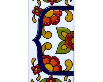 Sun Tile | White Talavera House Number Tile End Caps | Hand Glazed ...