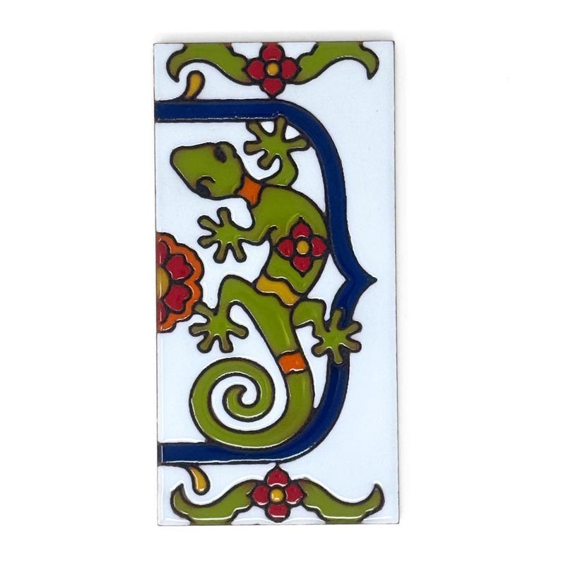 Gecko Tile | White Talavera House Number Tile End Caps | Hand Glazed ...