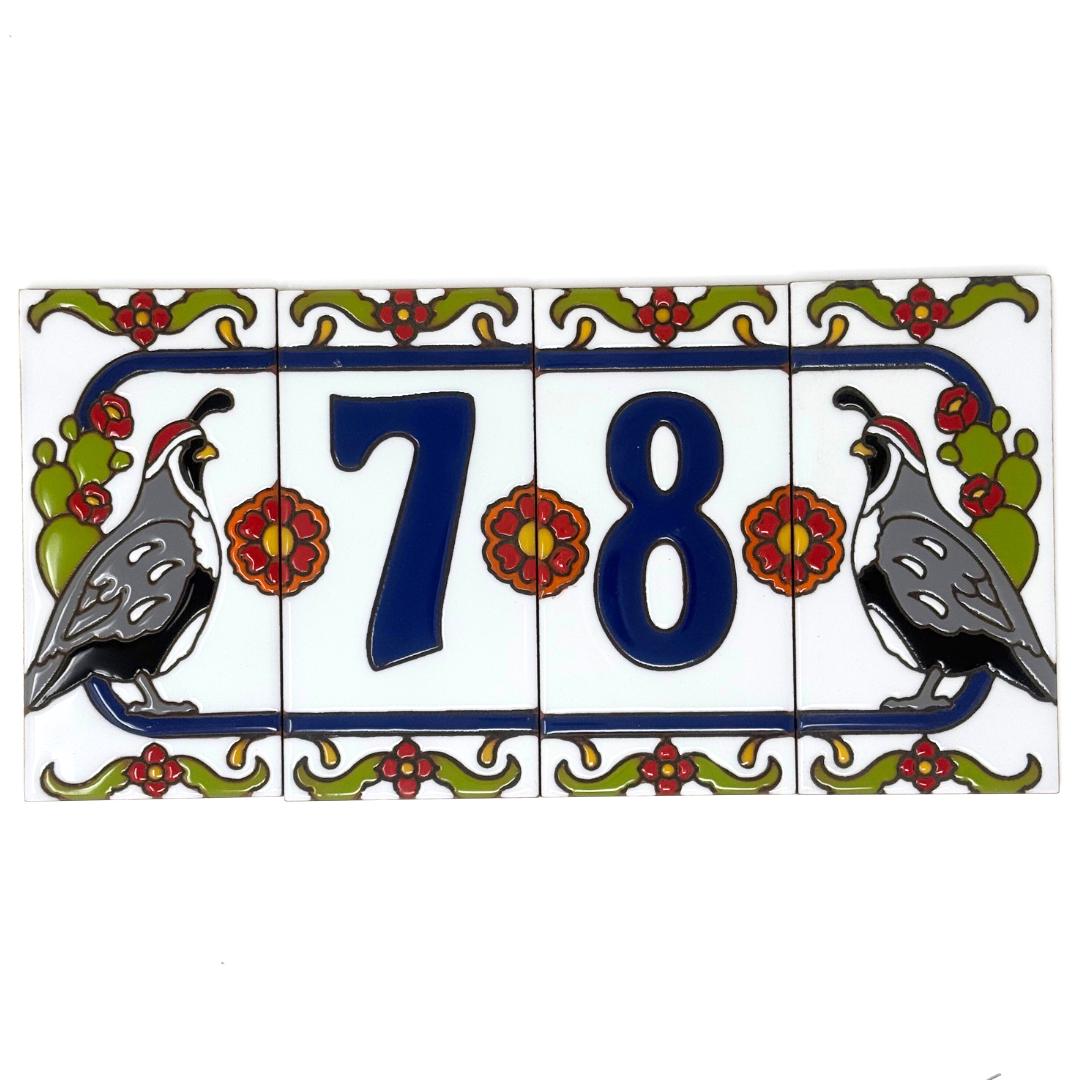 Quail Tile | White Talavera House Number Tile End Caps | Hand Glazed ...