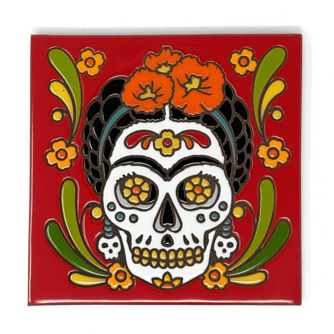 Day of the Dead Frida Kahlo Tile | Ceramic Tile Trivet | Hand Glazed ...
