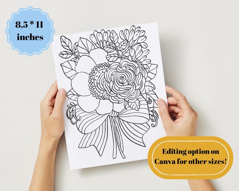 36 Easy Flower Coloring Pages - Instant PDF Download - Relaxing Floral ...
