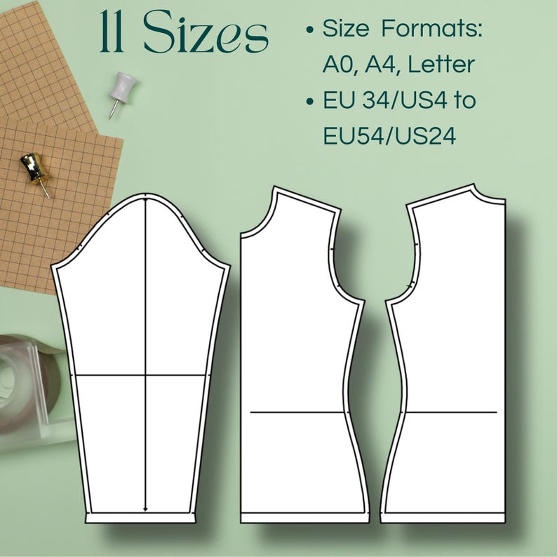 Printable Garment File Sewing Block Pattern Basic Pattern Draft Sleeve ...