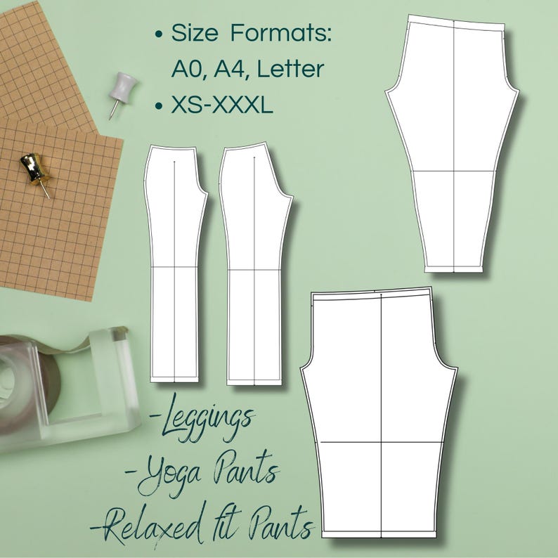 Sewing Pattern Bundle PDF Download Leg Pattern Yoga Pants Shirt Design ...