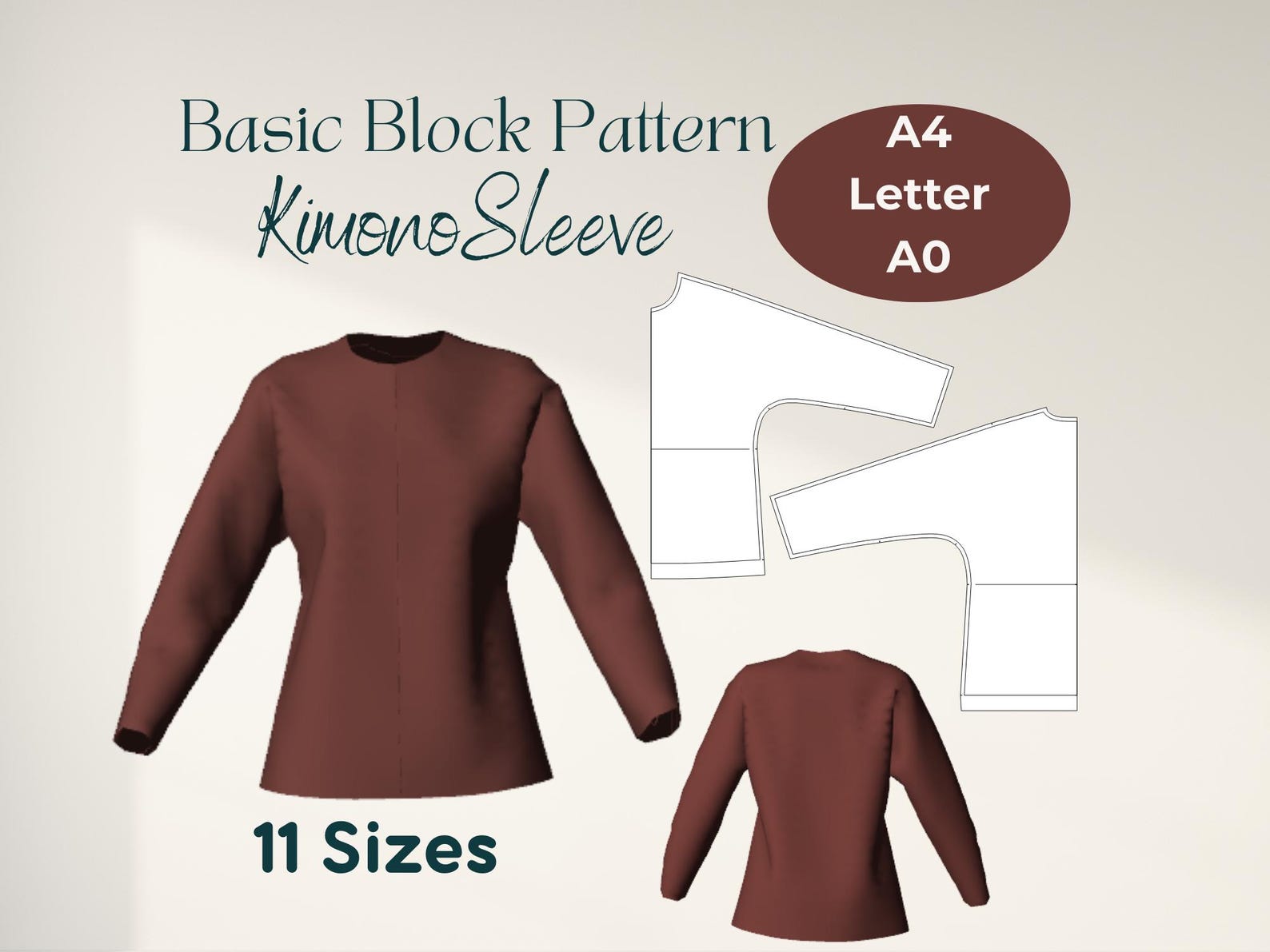 Kimono Sleeve Pattern Making Tutorial Basic Block Pattern Design Sewing ...