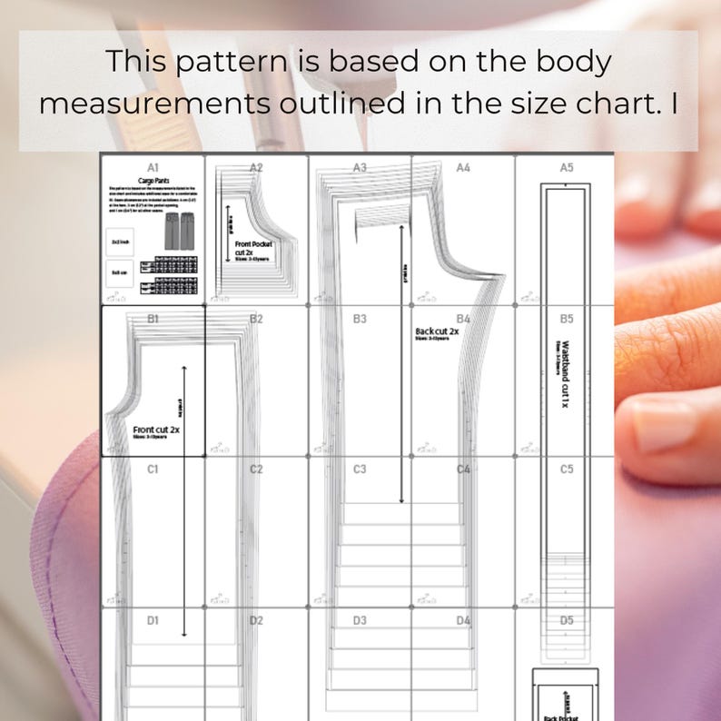 Digital Sewing Pattern Beginner Friendly Pocket Design Cargo Pant ...