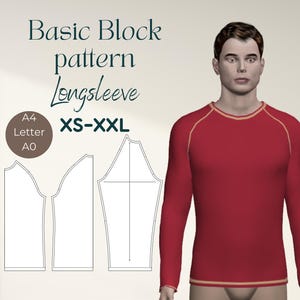 Fitted Mens Raglan Shirt Sewing Pattern Long Sleeve PDF XS–XXL Digital ...