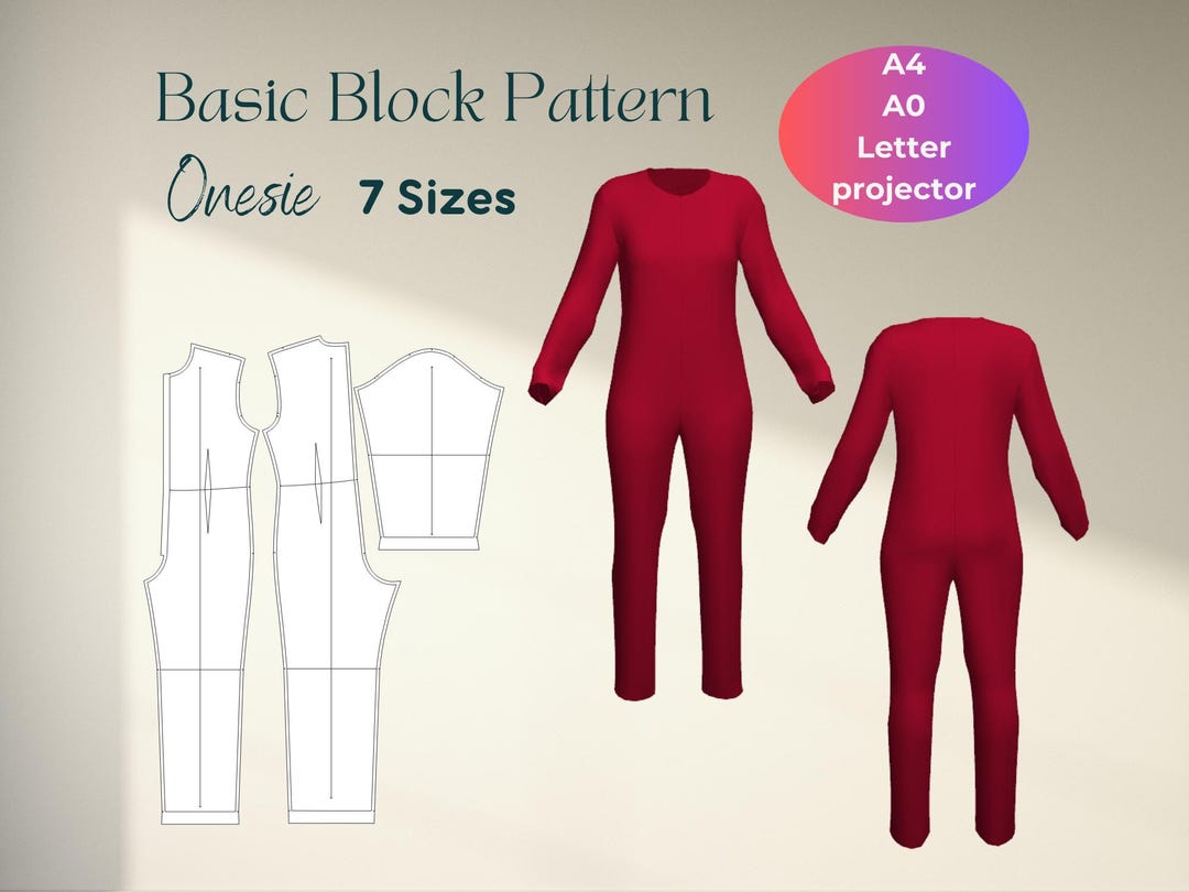 Jumpsuit Sewing Pattern PDF File Basic Block Onesie EU 34–46 Women ...