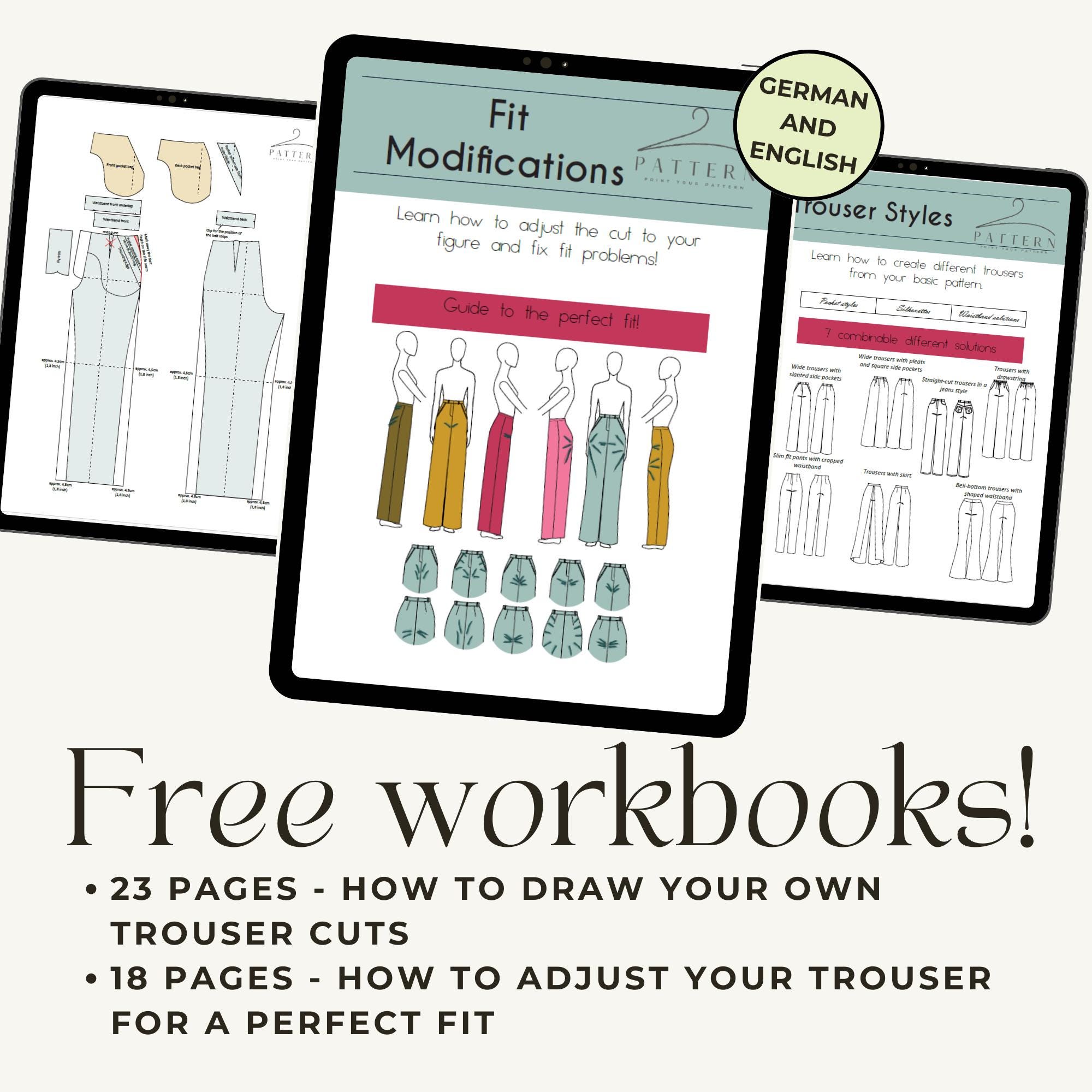 Digital Trouser PDF Sewing Pattern Drafting Guide Clothing Template ...