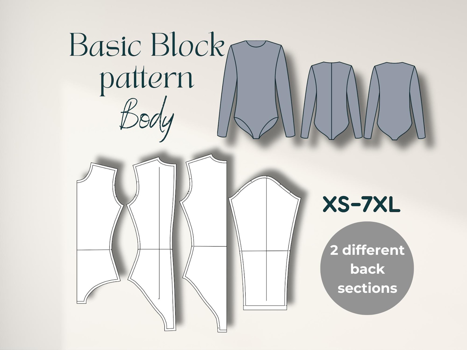 Body Block Pattern for Custom Fit PDF Sewing Block XS-7XL, A4, A0 Us ...