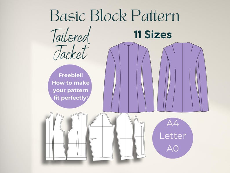 Jacket PDF Download Pattern Making Basic Block Template Guide Beginner Dressmaker Resource Book ...