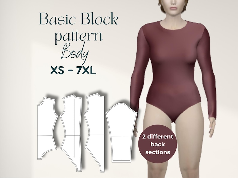 Bodysuit Sewing Pattern Digital Download PDF Tutorial Fitted Design ...