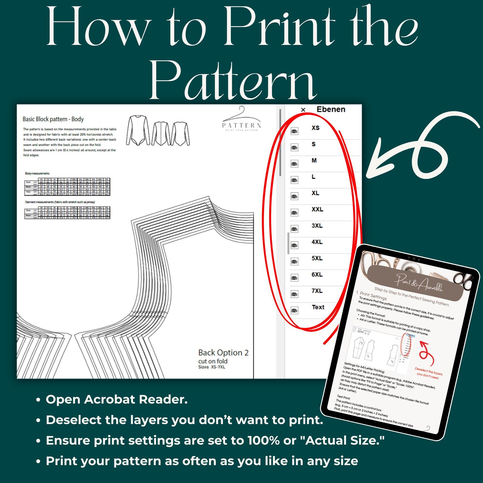 Body Block Pattern for Custom Fit PDF Sewing Block XS-7XL, A4, A0 Us ...