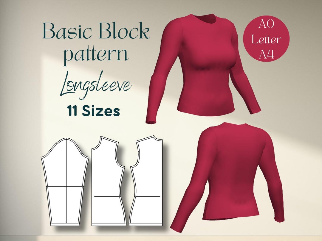 Printable Garment File Sewing Block Pattern Basic Pattern Draft Sleeve ...