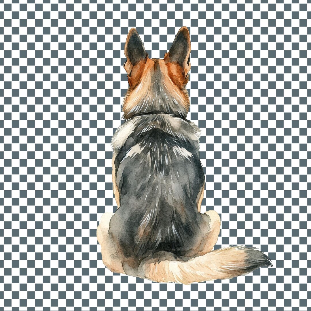 Dog Art Print German Shepherd Watercolor Pet Checkered Print Trendy ...