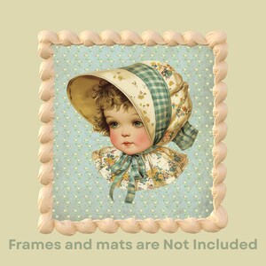 Vintage Baby Girl Wearing a Bonnet Nursery Wall Art Printed and Shipped ...