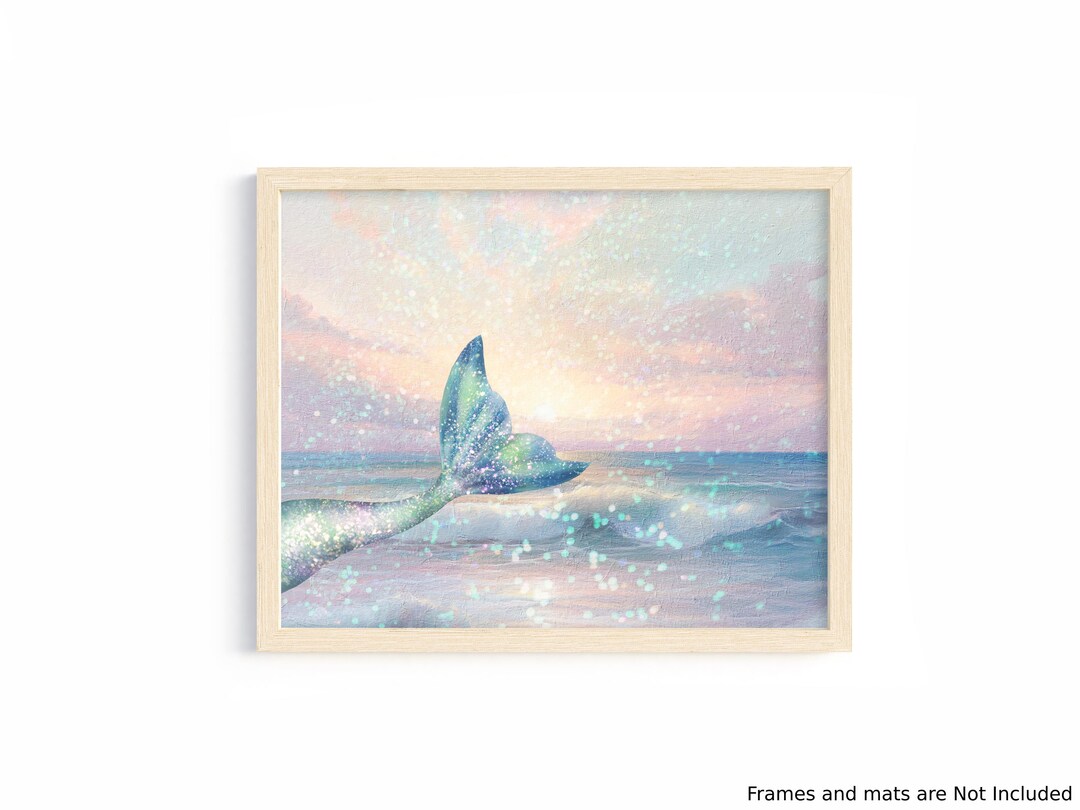 Mermaid Tail Nursery Wall Art, Ocean Nursery Decor Baby Girl, Coastal ...