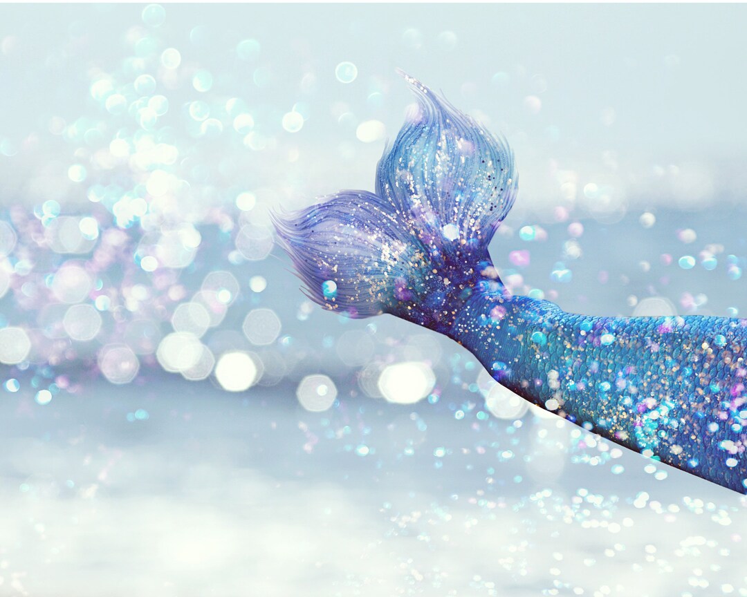 Blue Mermaid Art Girls Mermaid Bathroom Wall Decor Fun Mermaid Artwork ...