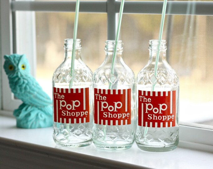 Vintage Collection of Soda Bottles Pop Shoppe Red and White Stripes - Etsy